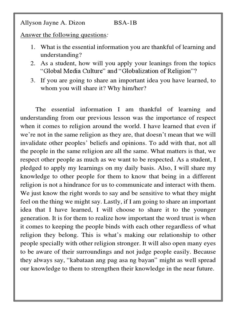 Respect and Religion for Students | PDF | Self-Improvement | Science ...