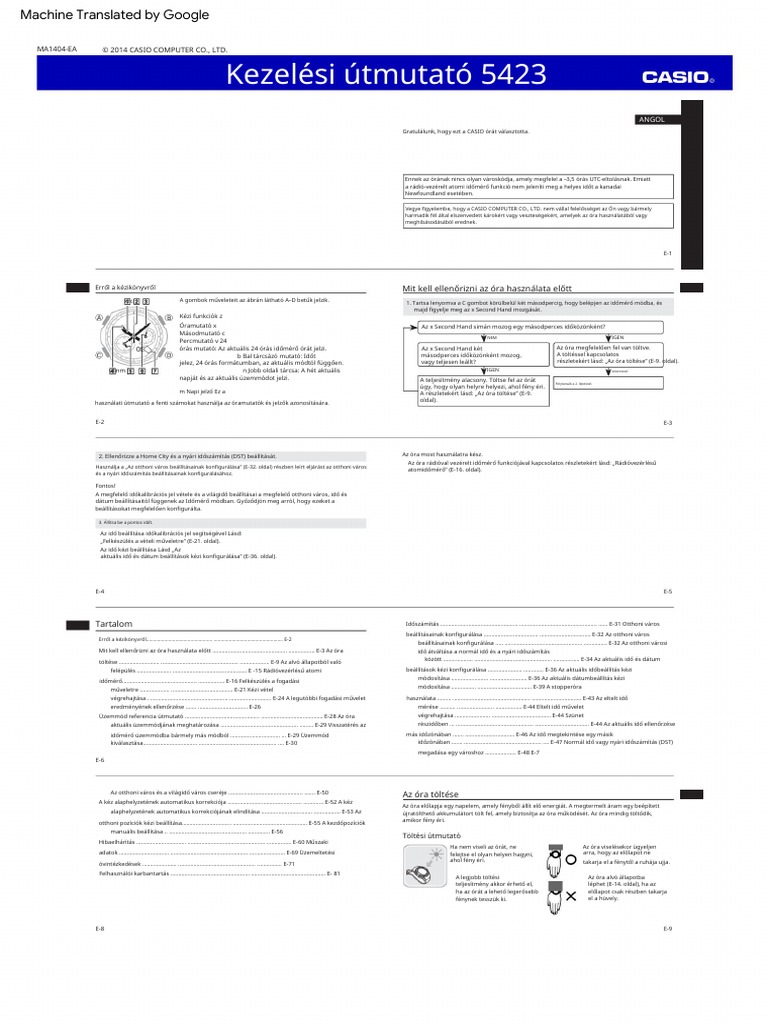 Casio 5423 Óra - Hun | PDF