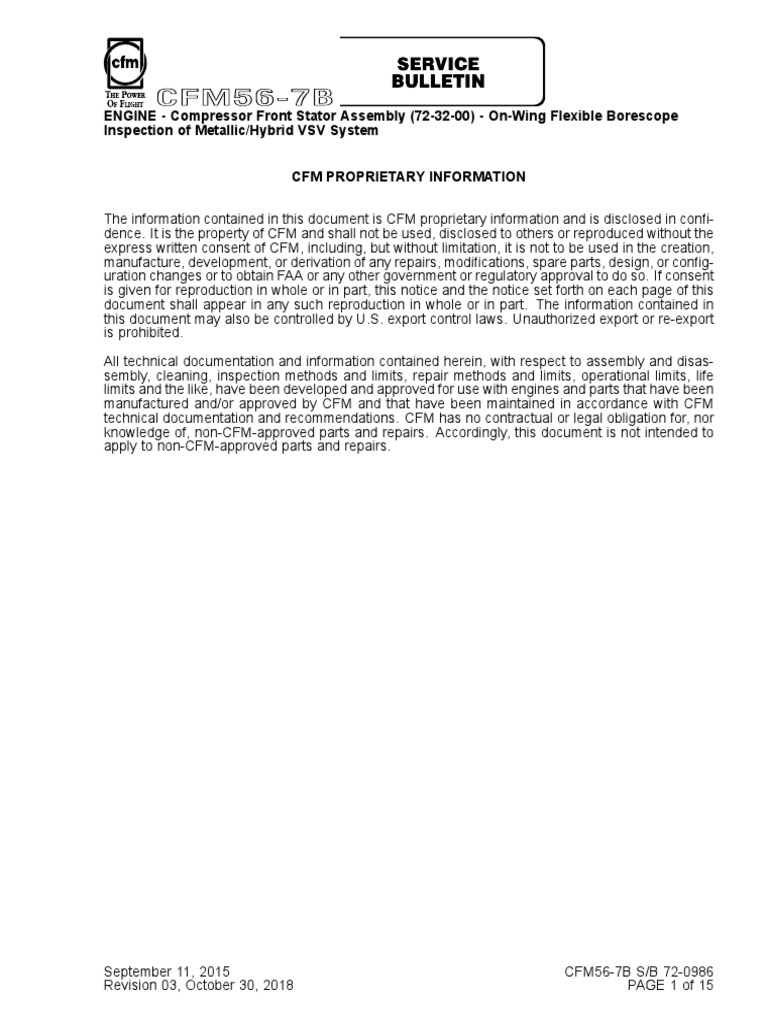 CFM56-7B Service Bulletin 72-0986 | PDF | Manufactured Goods ...