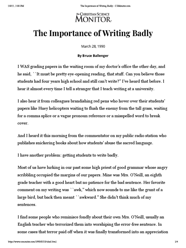 The Importance of Writing Badly | PDF