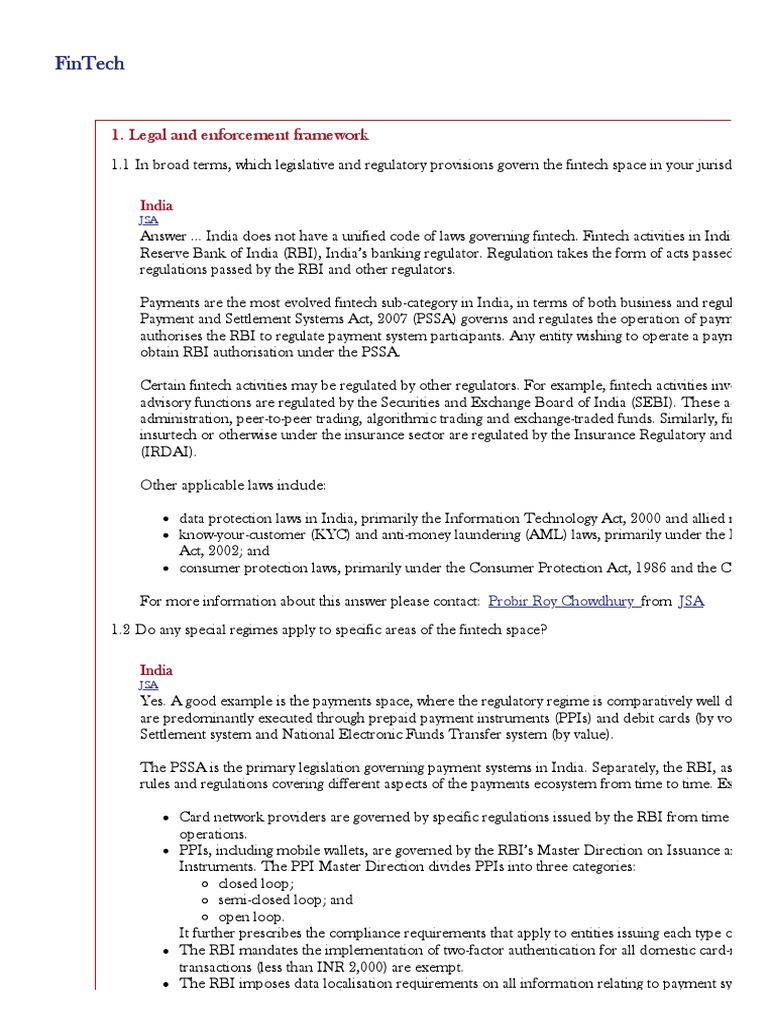 Regulatory Landscape And Growth Of Fintech In India Pdf Foreign