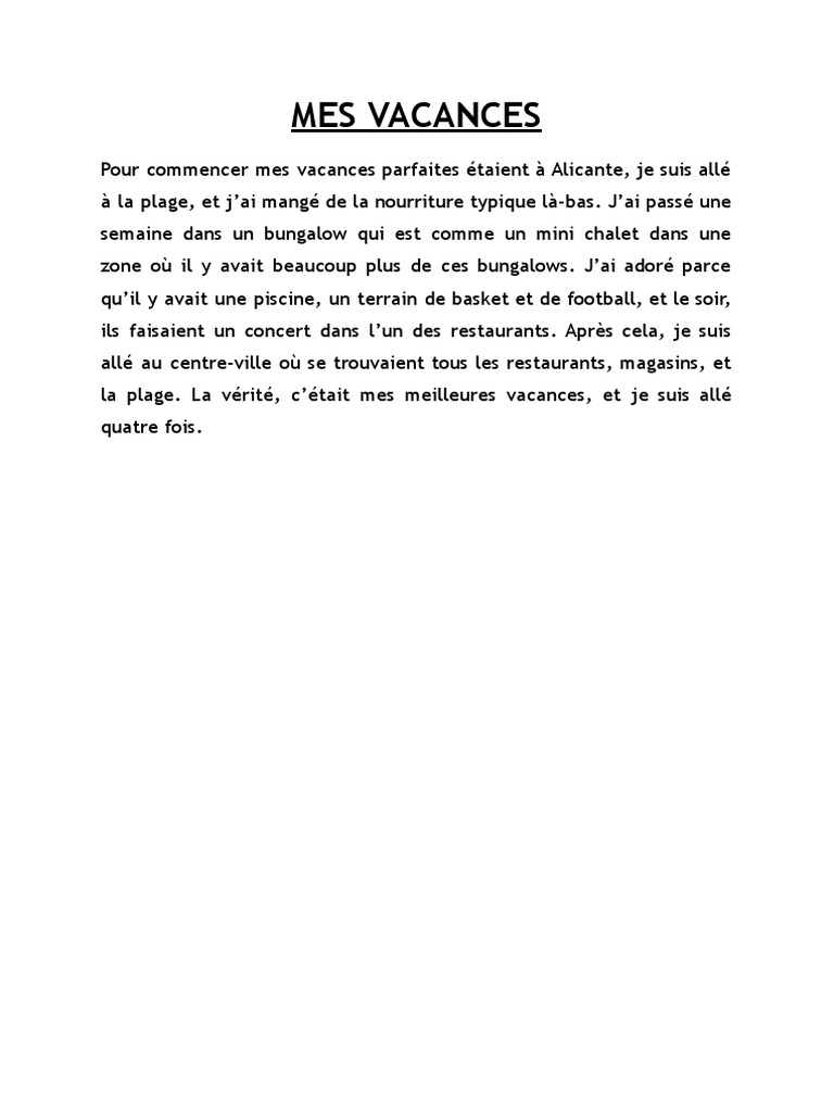 Mes Vacances | PDF