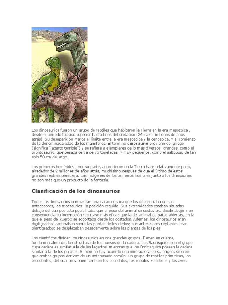 Dinosaurios: Reptiles de la Era Mesozoica | PDF | Dinosaurios | Aves