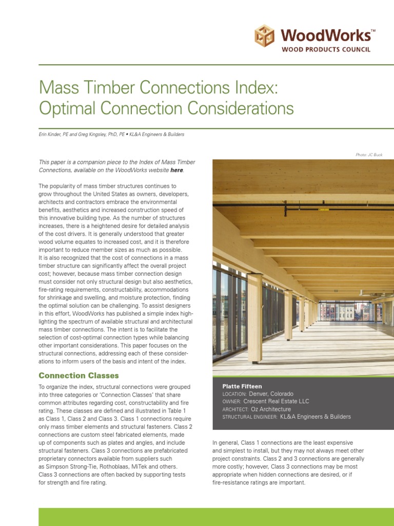 Mass Timber Connections Paper Woodworks Pdf Screw Lumber