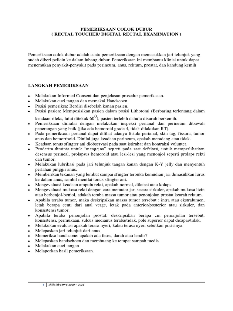 Prosedur dan Interpretasi Colok Dubur | PDF