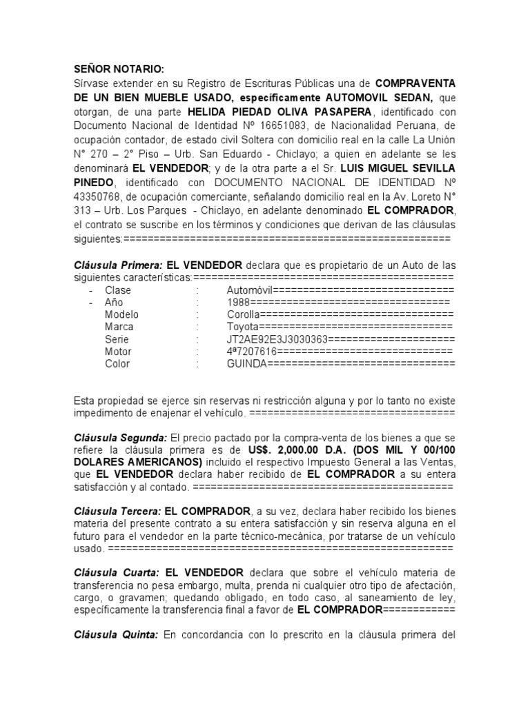 Compra Venta Auto Helida | PDF | Justicia | Crimen y violencia