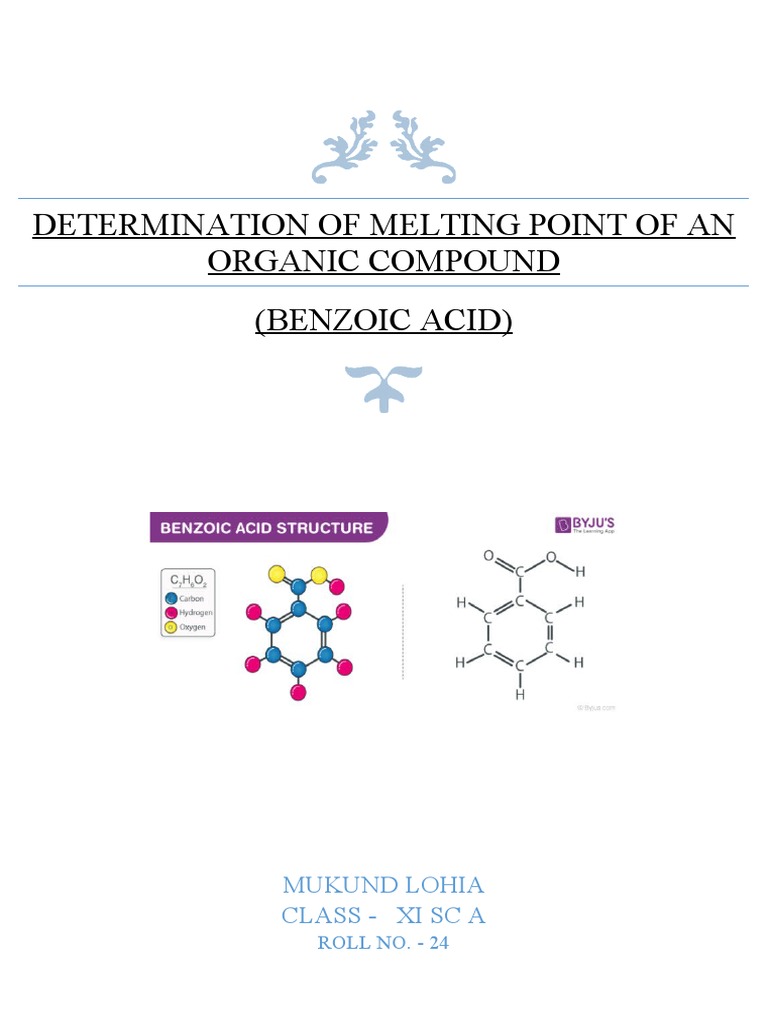 Determination of Melting Point of An Organic Compound | Download Free ...