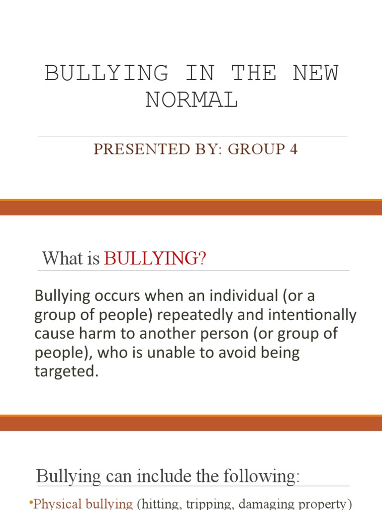 Bullying in The New Normal Group 4 | PDF | Social Science | Lifestyle