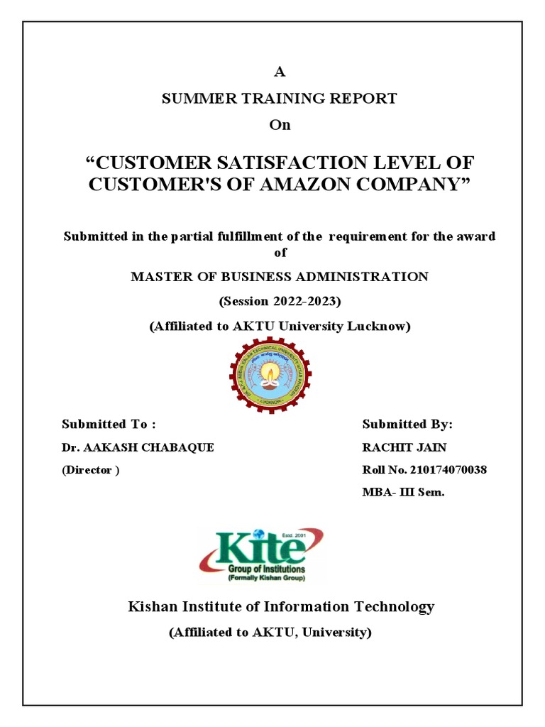 Customer Satisfaction Level of Customer's of Amazon Company (1) 1 | PDF ...