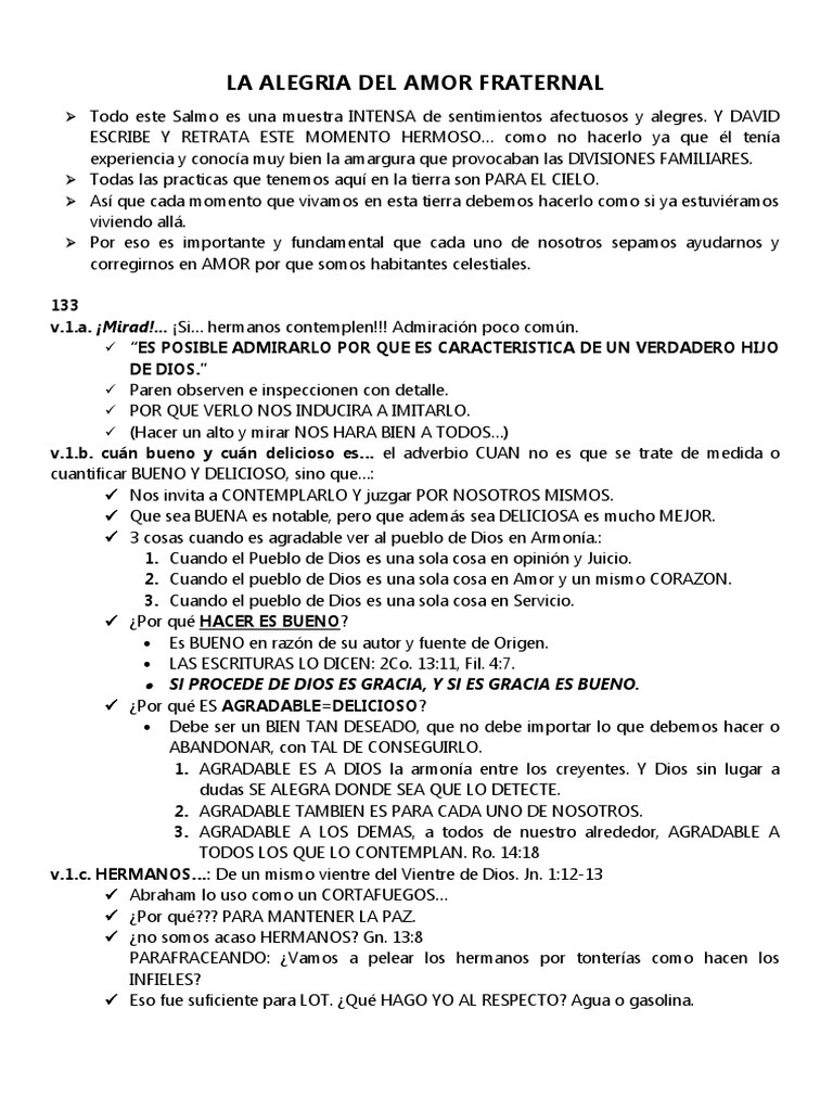 LA ALEGRIA DEL AMOR FRATERNAL Salmos 133 | PDF | Amor | Creencia religiosa y doctrina