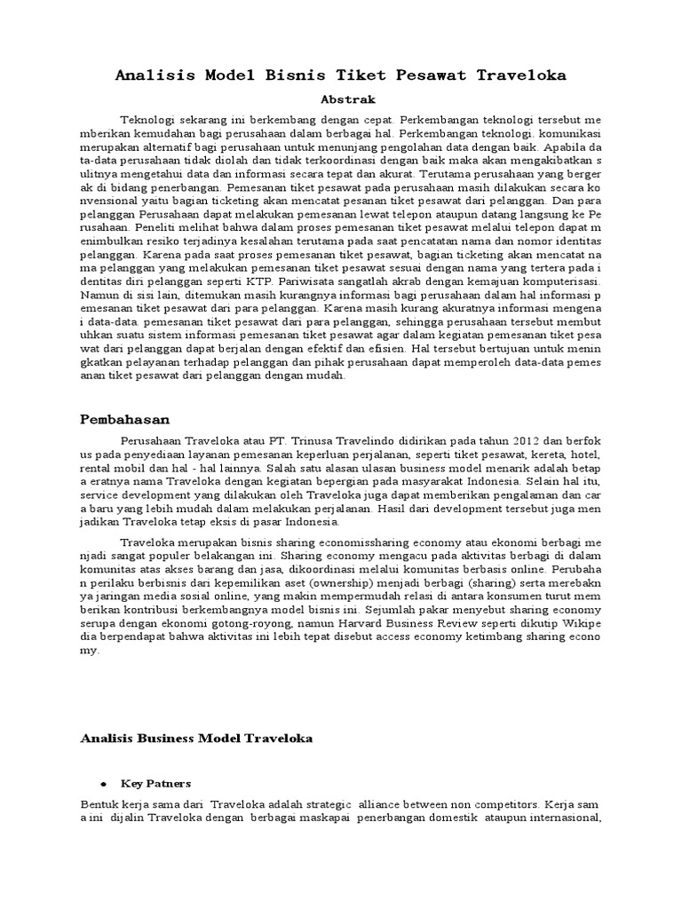Analisis Model Bisnis Tiket Pesawat Traveloka | PDF | Komputer
