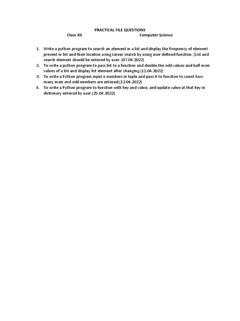 Practical File Questions | PDF | Business