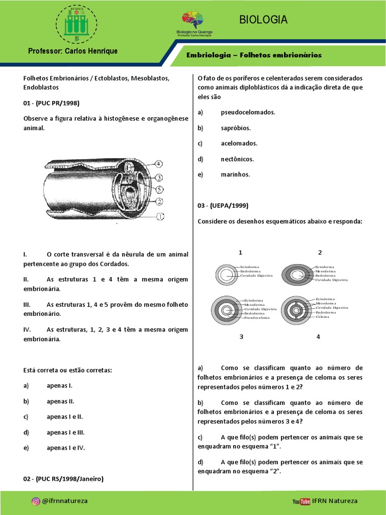 Embriologia: Folhetos Embrionários e Desenvolvimento | PDF | Biologia ...