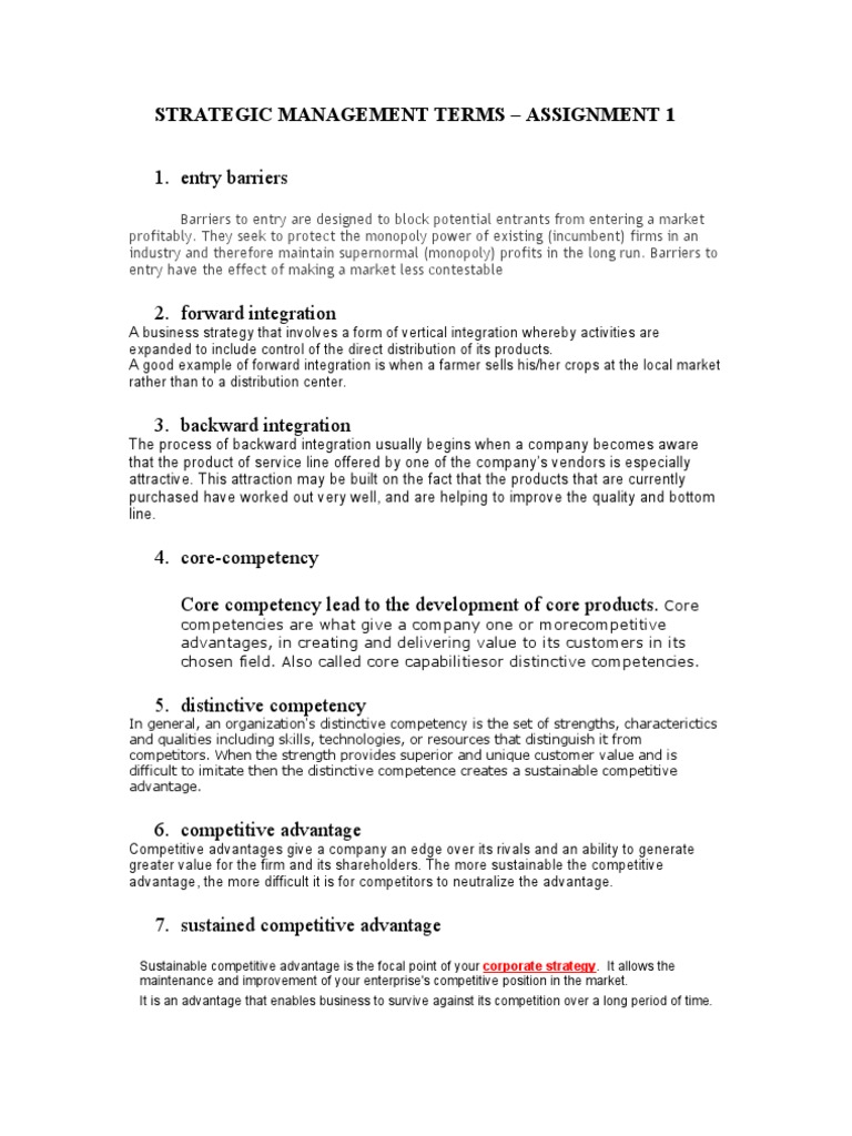 Strategic management terms explained in 17 words or less | PDF ...