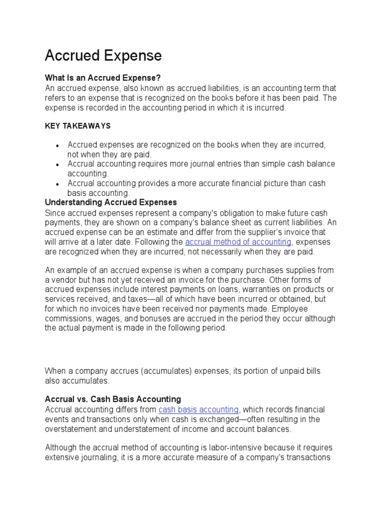 Accrued Expense | PDF | Accrual | Deferral