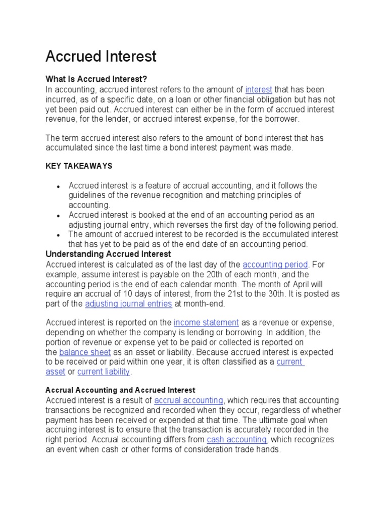 Accrued Interest | PDF | Accrual | Interest