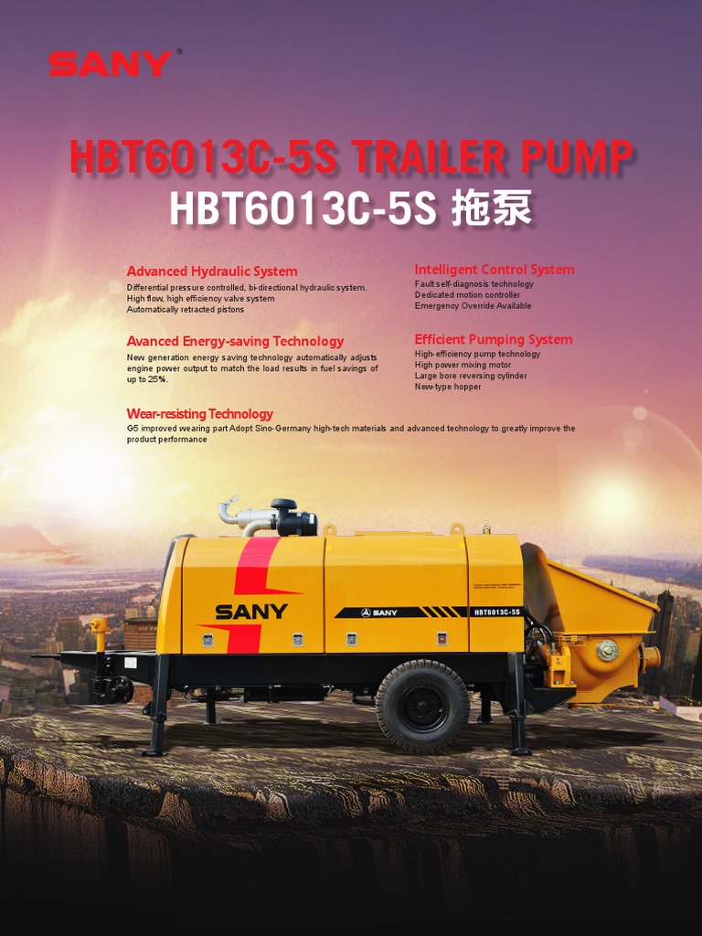 Sany HBT6013C-5S Trailer Pump - 002408 | PDF | Pump | Engines