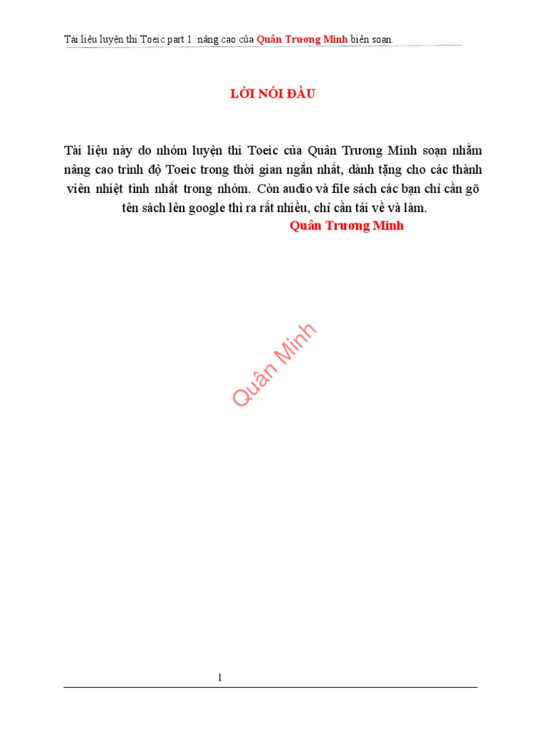 Full Part 1 Trong 60 TOEIC C Gi I TH CH Song NG | PDF