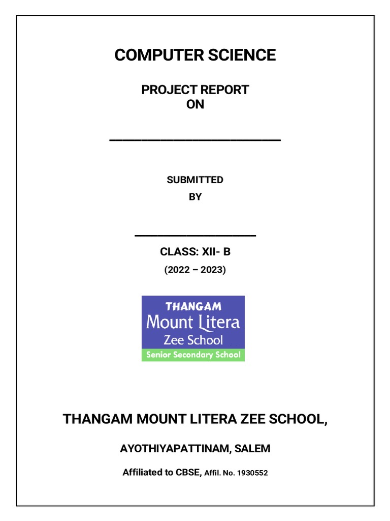 Computer Science: Project Report ON | PDF