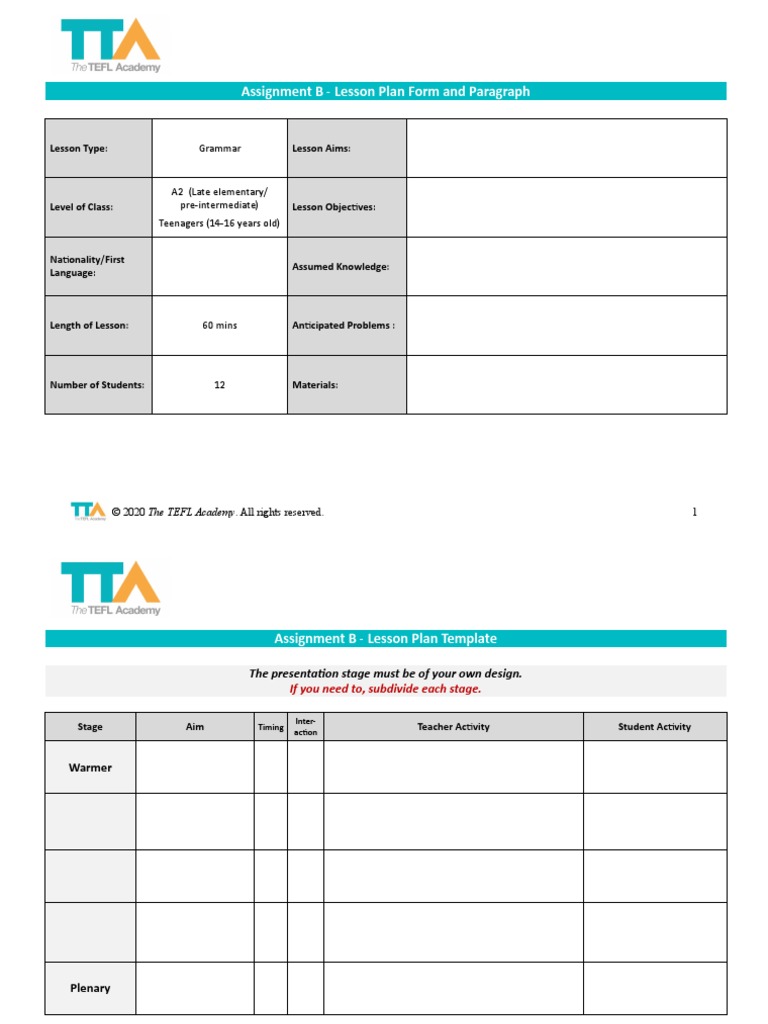 Lesson Plan Form and Paragraph | PDF