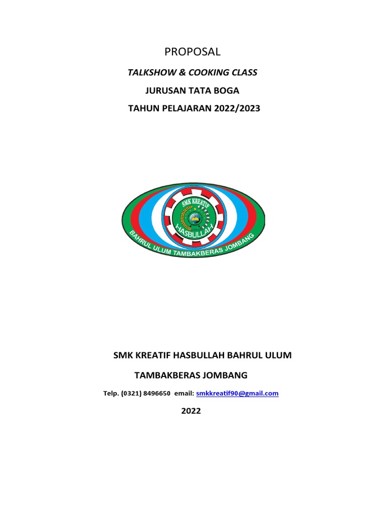 PROPOSAL Talkshow & Cooking Class TATA BOGA 2022 | PDF