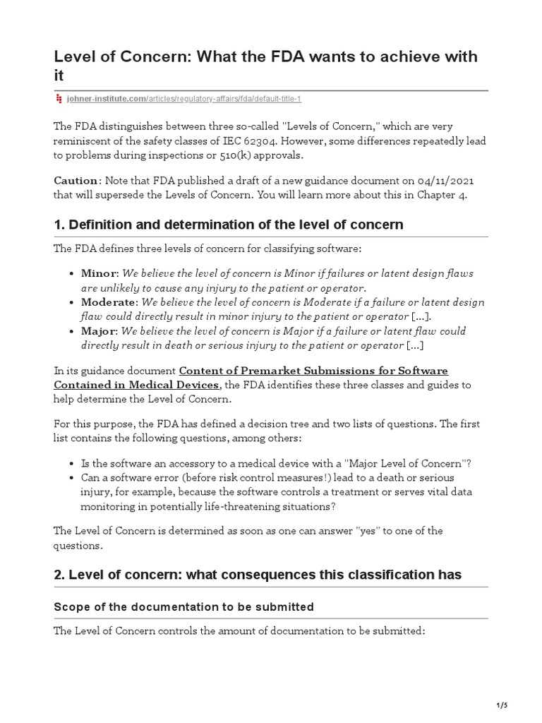 FDA Software Levels of Concern Explained | PDF | Food And Drug ...