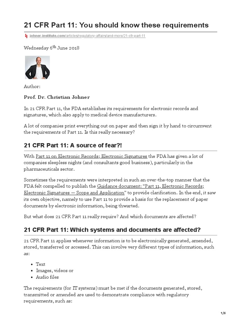 21 CFR Part 11 You Should Know These Requirements | PDF | Identity Document | Password