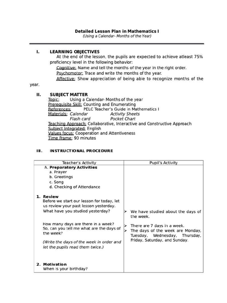 Lesson Plan Sample | PDF