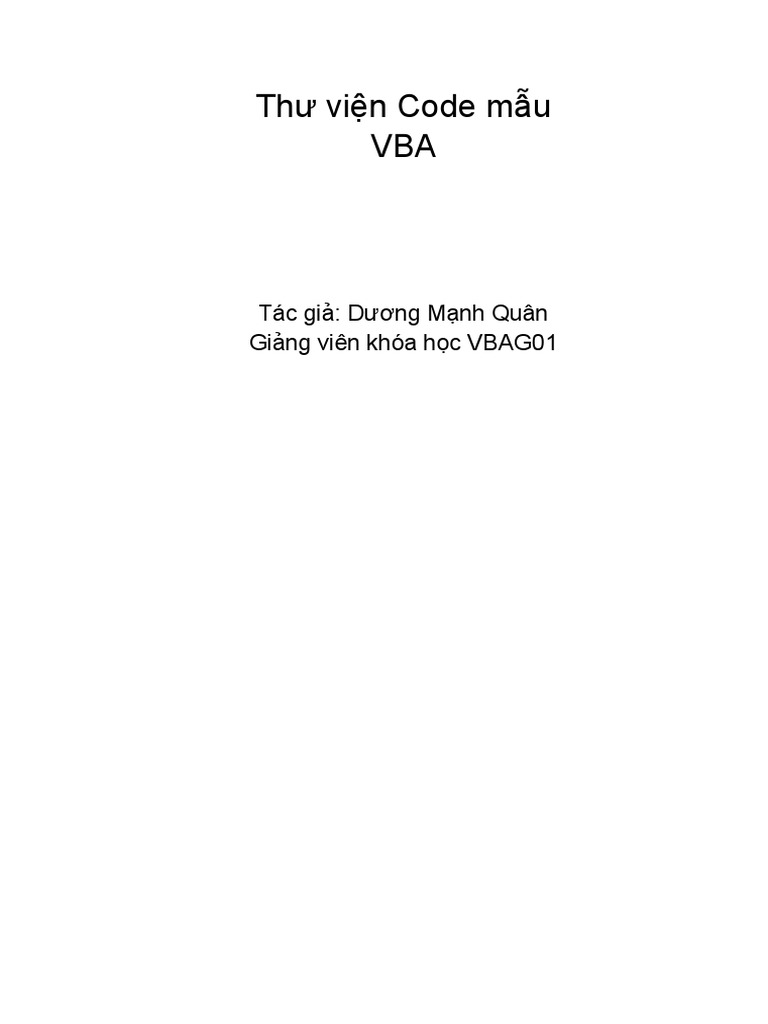 eBook Code Mẫu - VBA | PDF