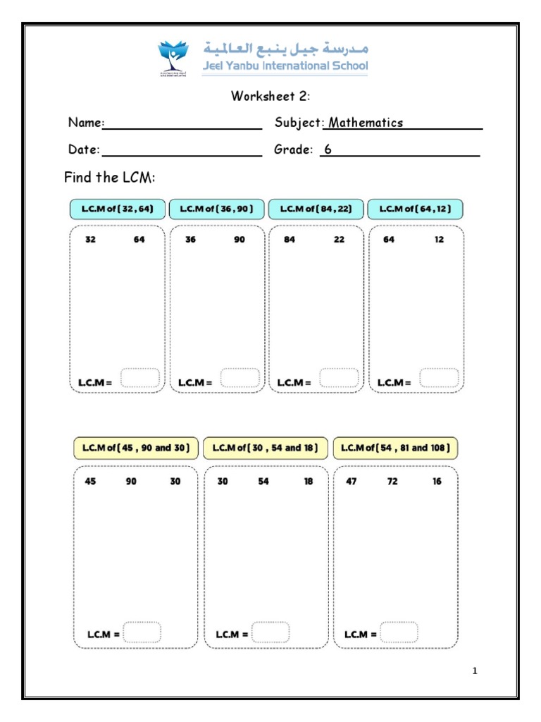 Worksheet 2-g6 MATHS | PDF