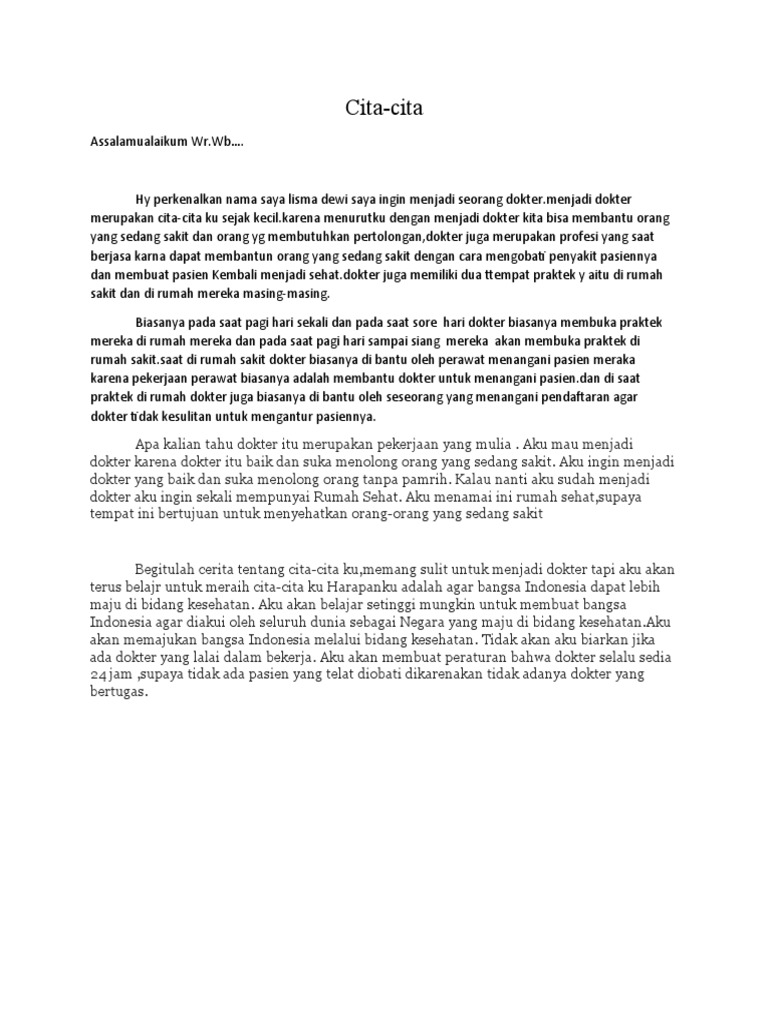 Cita-cita Menjadi Dokter Mulia | PDF