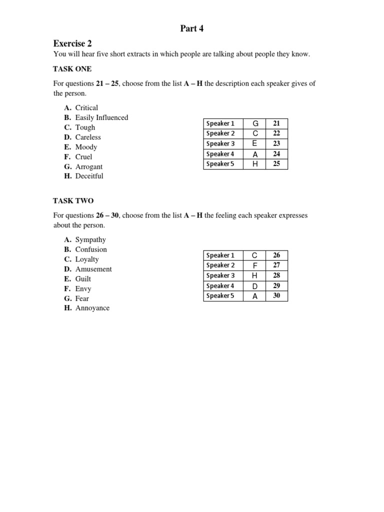 Listening Part 4 Worksheet | PDF