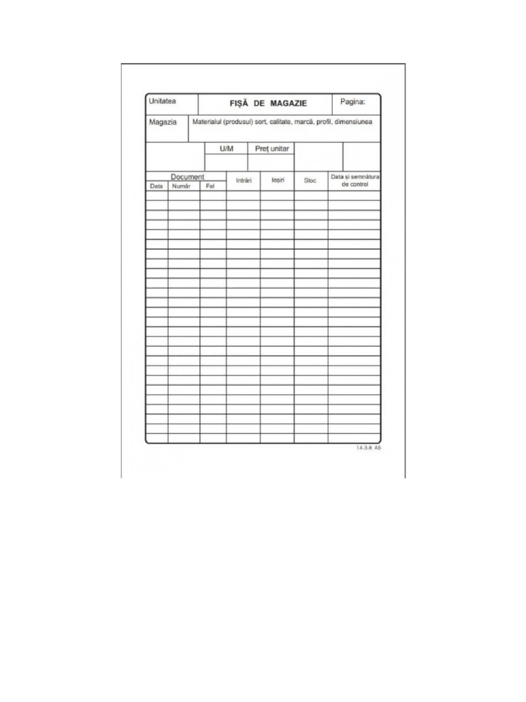 Model Fisa de Magazie | PDF