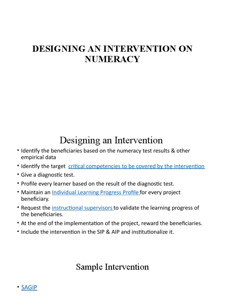 Designing An Intervention On Numeracy | PDF | Career & Growth