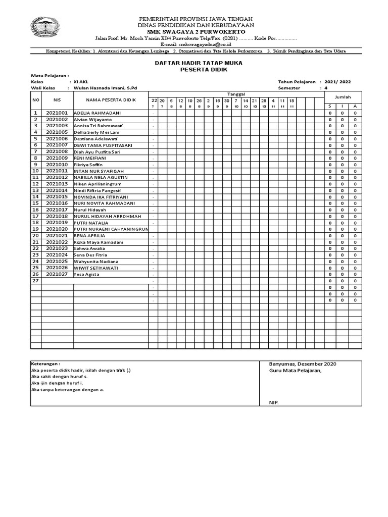 Daft. Nilai Kelas XI AKL | PDF