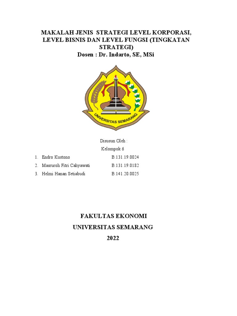 Bab 6 Jenis Strategi Level Korporasi, Level Bisnis Dan Level Fungsi ...