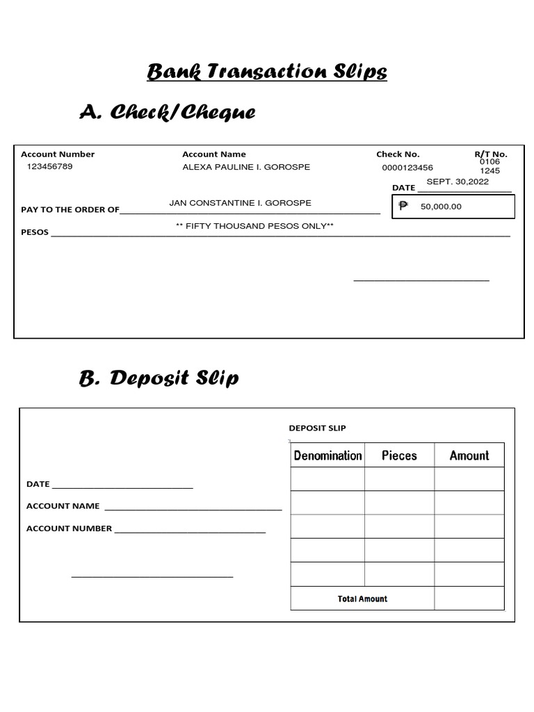 Creative Output 1 - Bank Transaction Slips | PDF