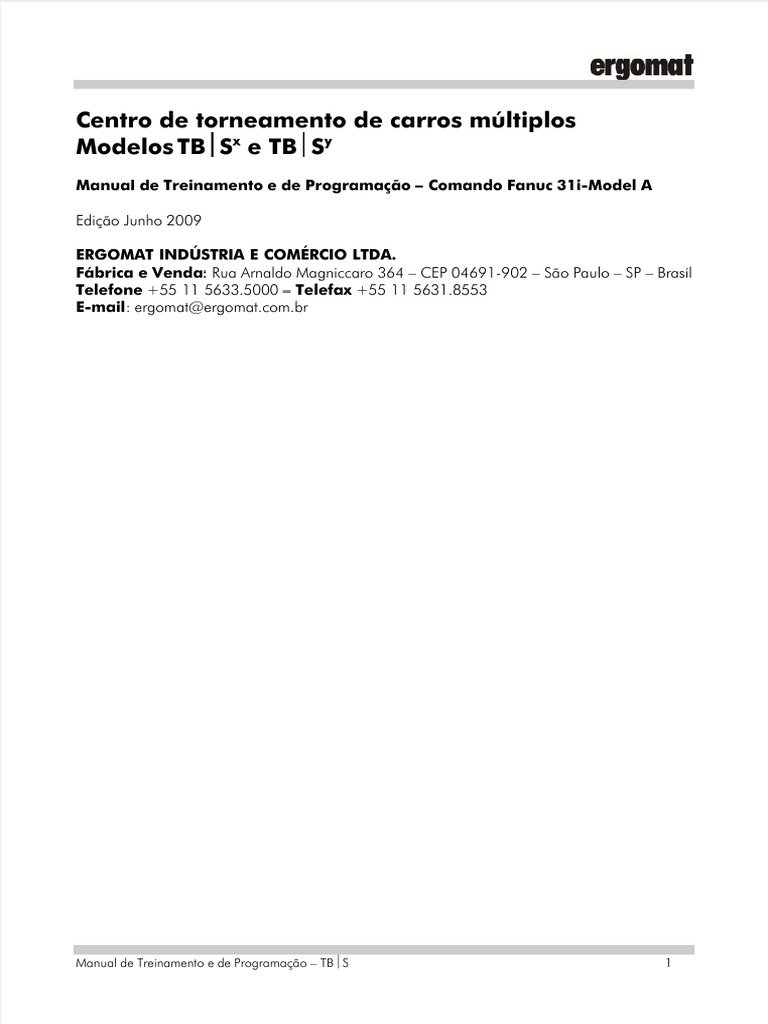 Dokumen - Tips - Manual de Programacao CNC Fanuc 31i Model A Ergomat Tbs y | PDF | Torque | Tempo