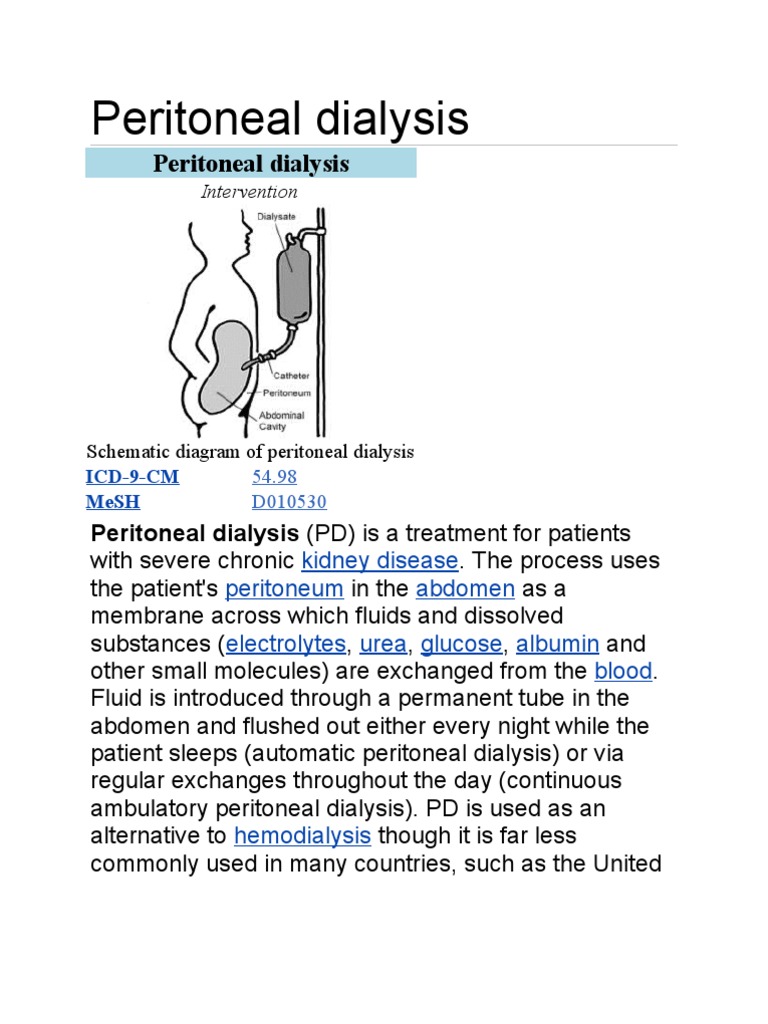 Peritoneal Dialysis | Download Free PDF | Hemodialysis | Dialysis