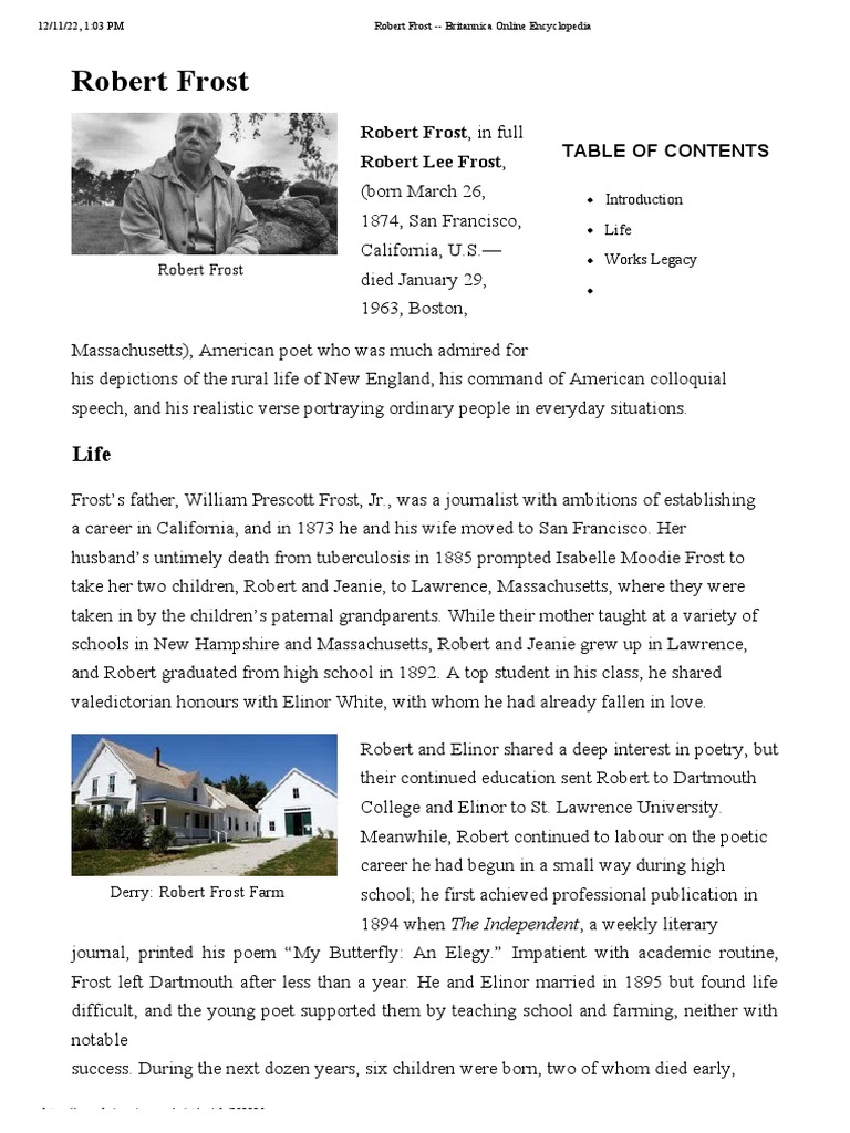 Robert Frost: Life and Legacy | PDF | Poetry | Poetic Form