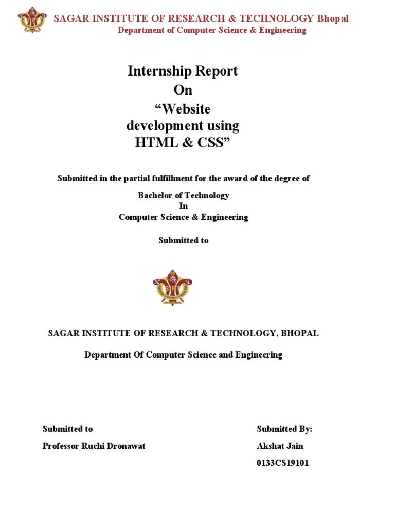 Website Development Internship Report | PDF | Java Script | World Wide Web