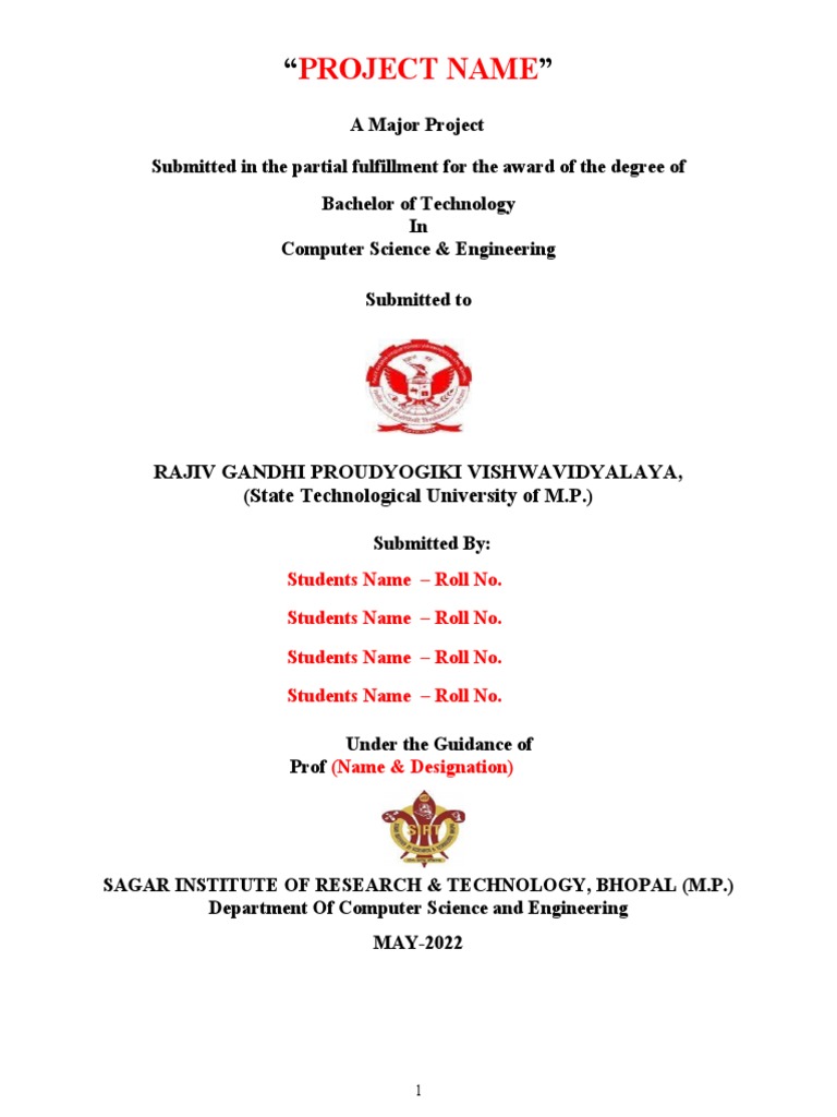 Major-Project Report Format - 7TH SEM | PDF | Academic Degree | Computing