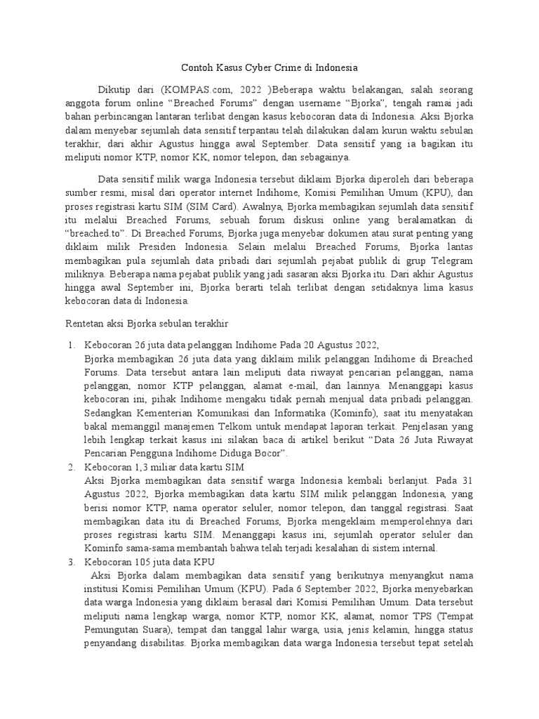 Contoh Kasus Cyber Crime Di Indonesia | PDF