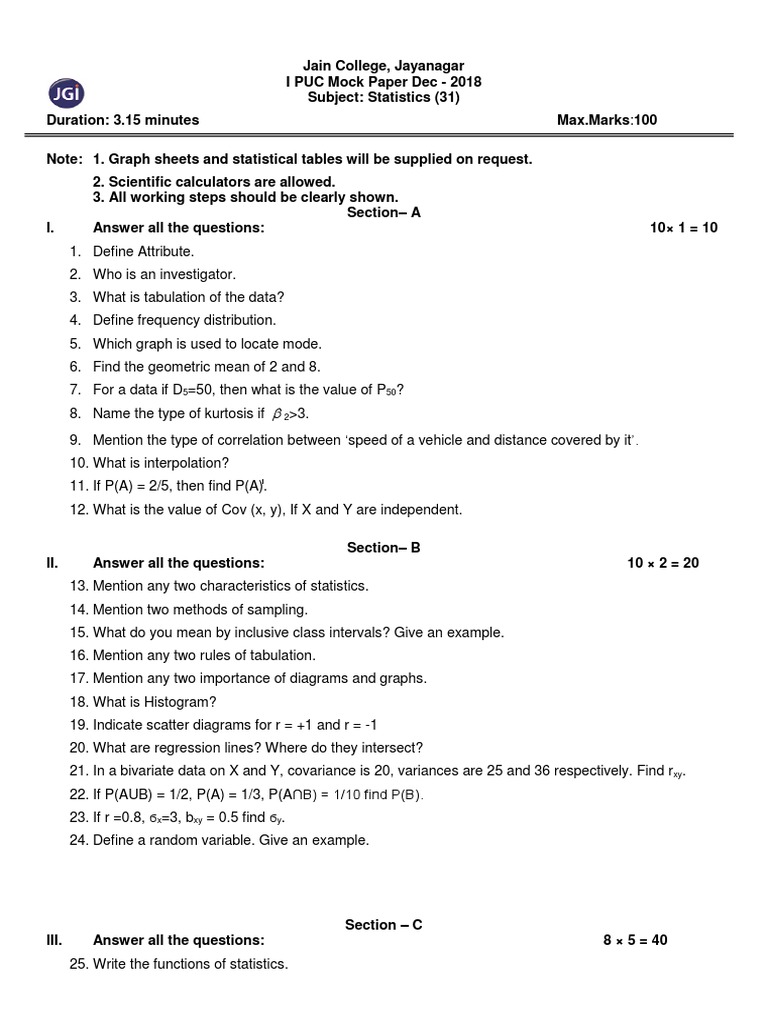 Statistics Paper | Download Free PDF | Statistics | Mode (Statistics)