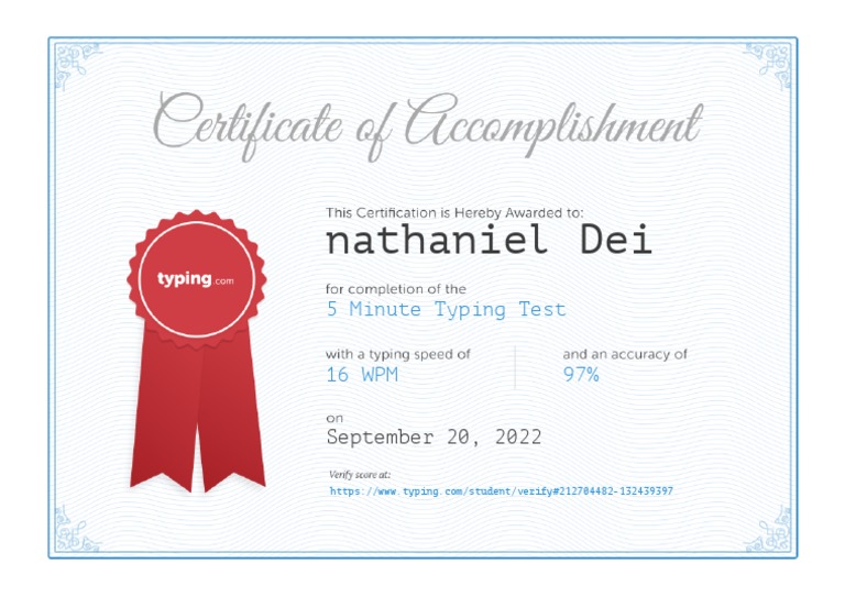 Typing Test Certificate | PDF