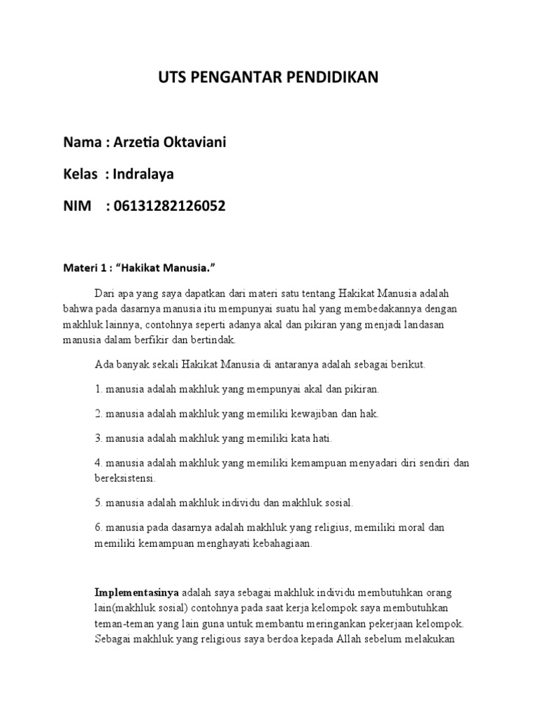 Uts Pengantar Pendidikan | PDF