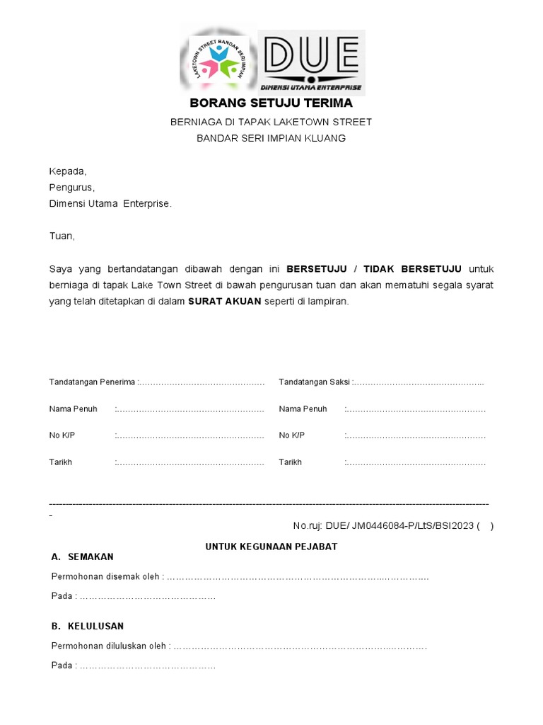 Borang Setuju Terima Update2 | PDF