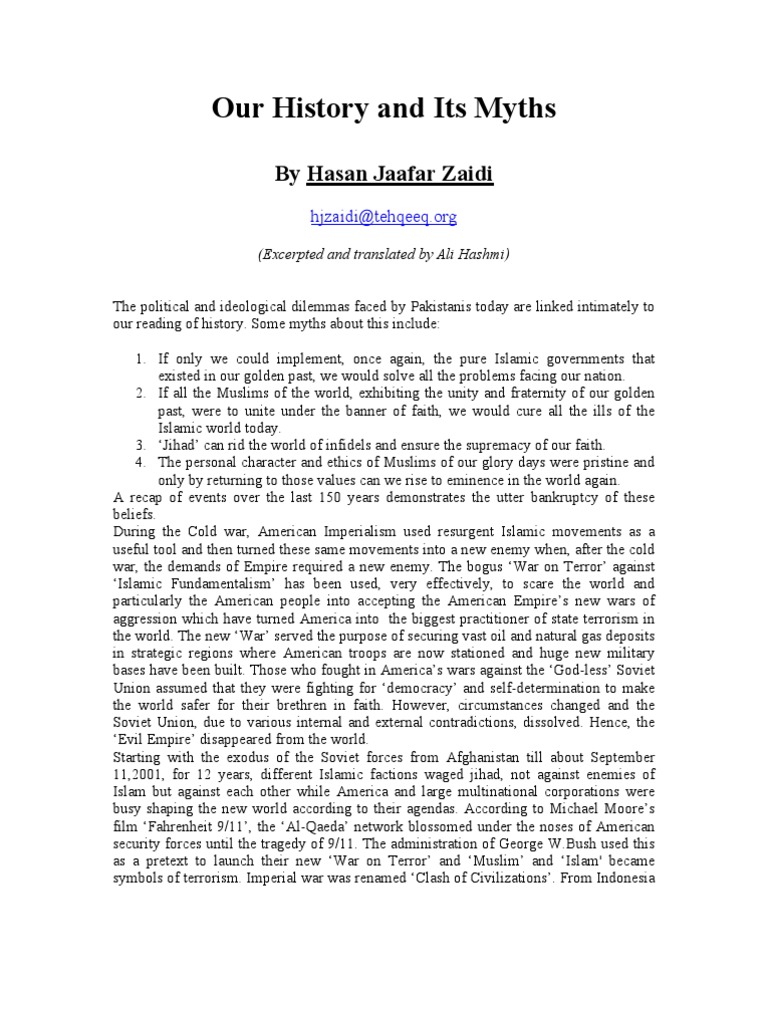 Myths in Pakistan's History | PDF | Caliphate | Shia Islam