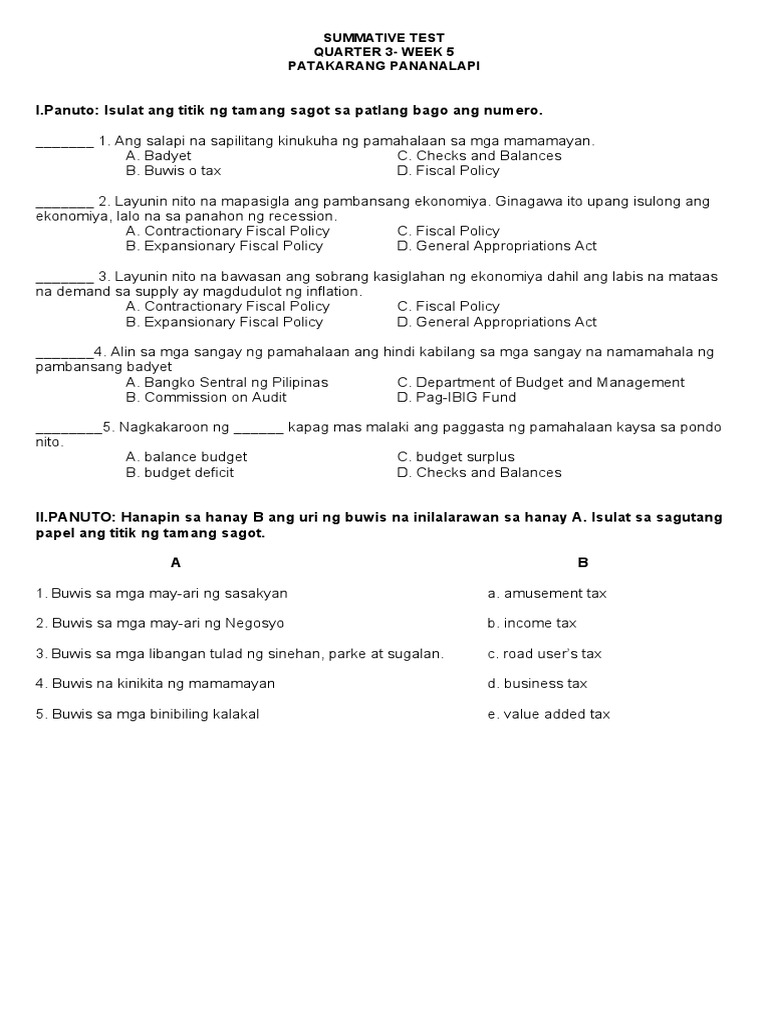 Ap9-Q3-Summative-Test-Week-5-Ms. Rico | PDF