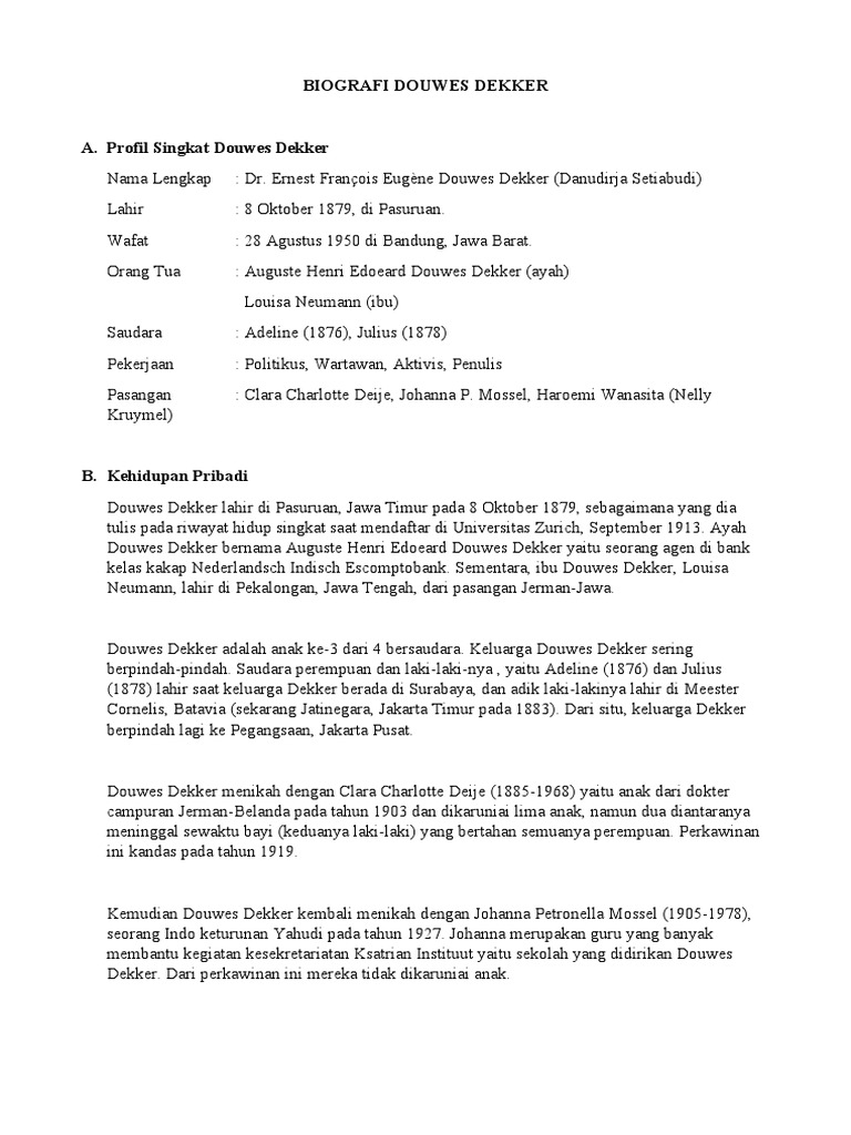 Eka Pransiska Biografi Douwes Dekker | PDF
